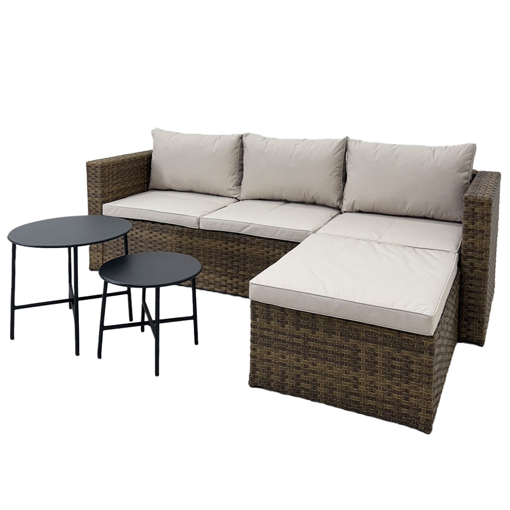 SOFA EN L RATAN SINTETICO CAFÉ+BEIGE | GrupoAlvaces.com